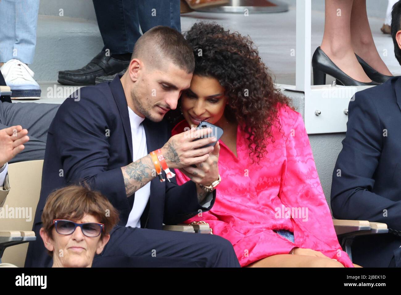 Paris, France, June 05, 2022, Marco Verratti, Jessica Aidi in the ...