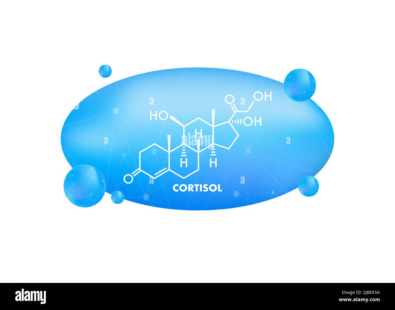 Stress hormone, cortisol chemical formula. Icon for medical design ...