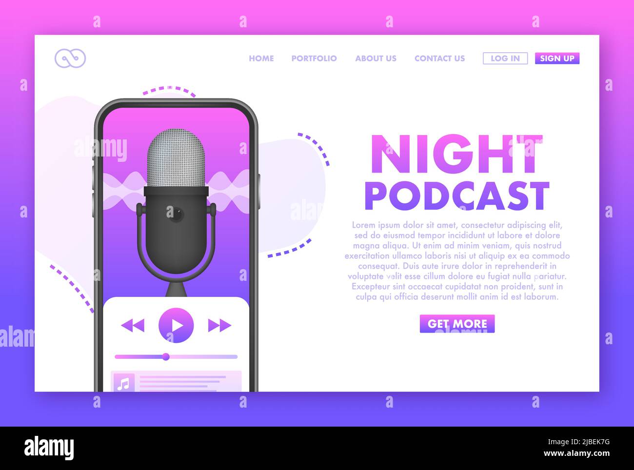 Retro poster with night podcast on white background. Video frame icon ...