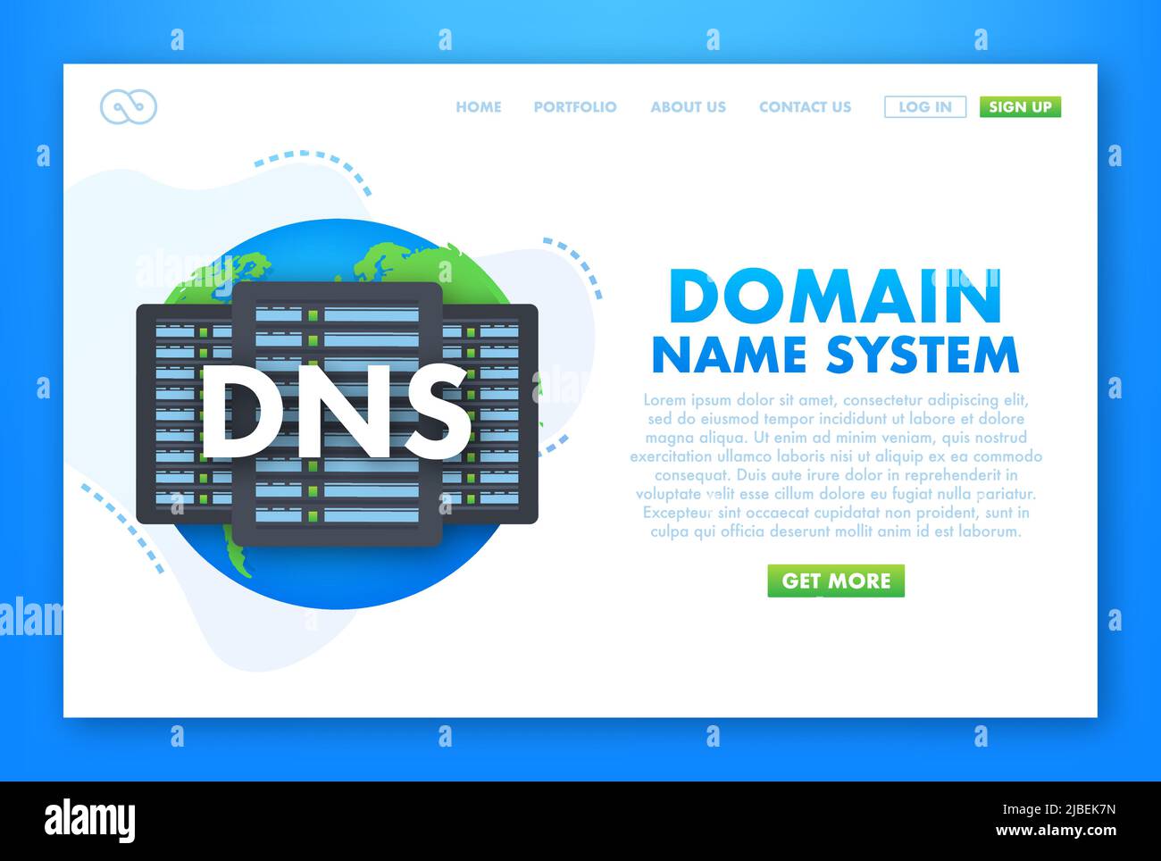 DNS Domain Name System Server. Global communication network concept ...
