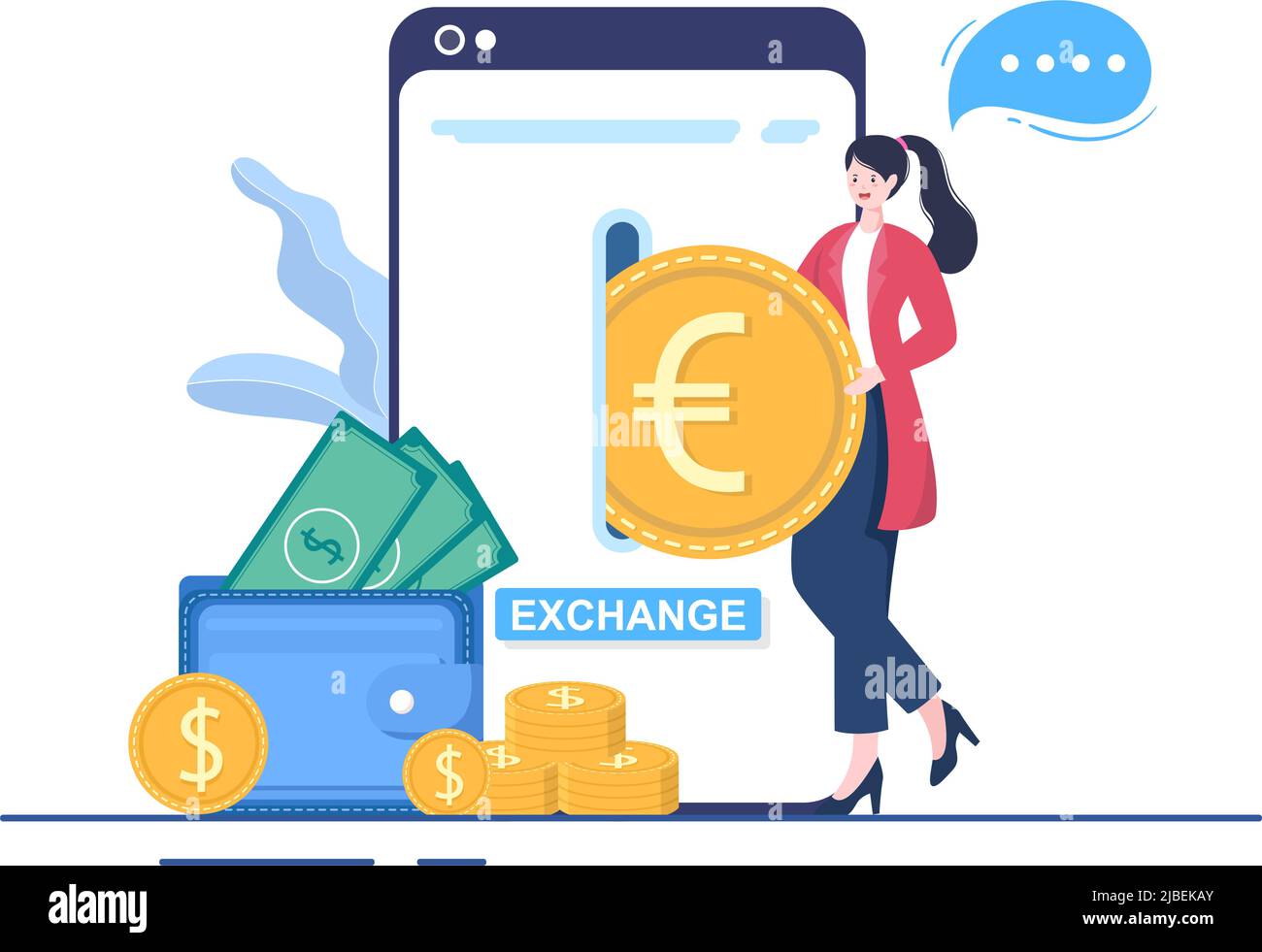 World Currency Exchange Services Cartoon Illustration Online Economy ...