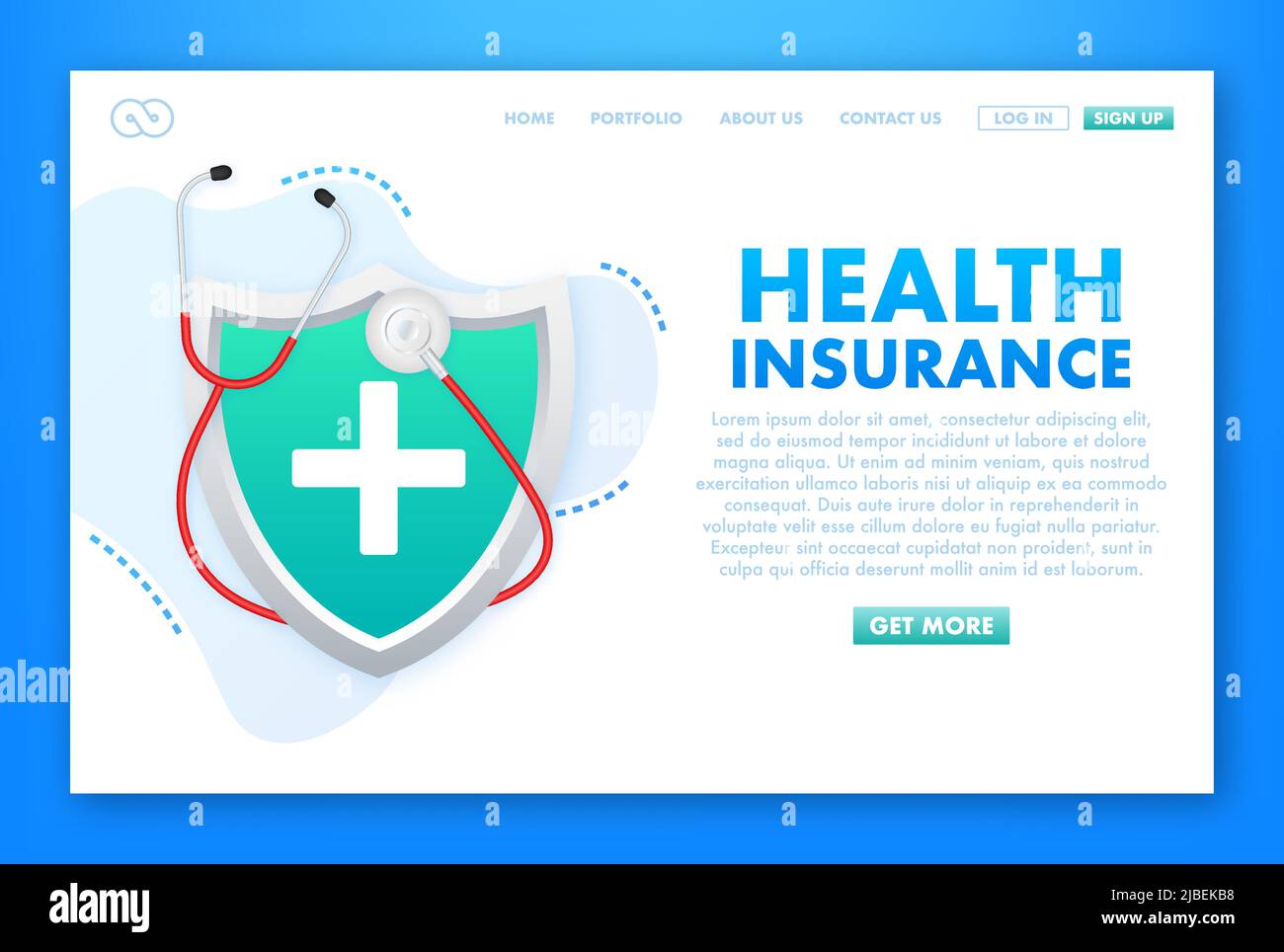 Health insurance concept. Laptop with medical clipboard. Vector ...
