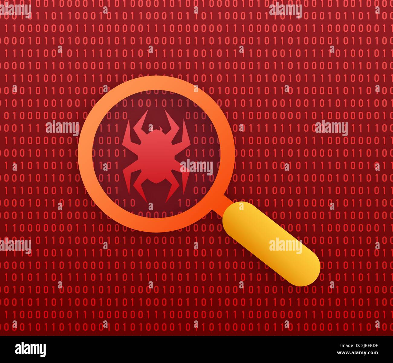 Search Find Bugs And Virus Magnifying Glass Scanning Antivirus Protection Vector Stock