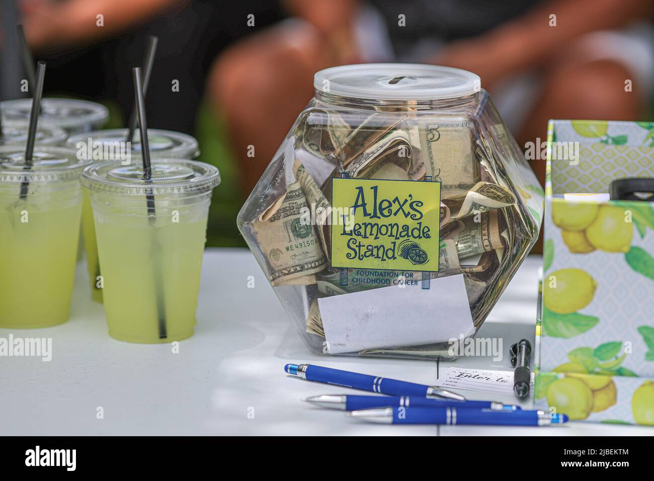 St. Petersburg, FL. USA; A general view of one of the donation jars ...