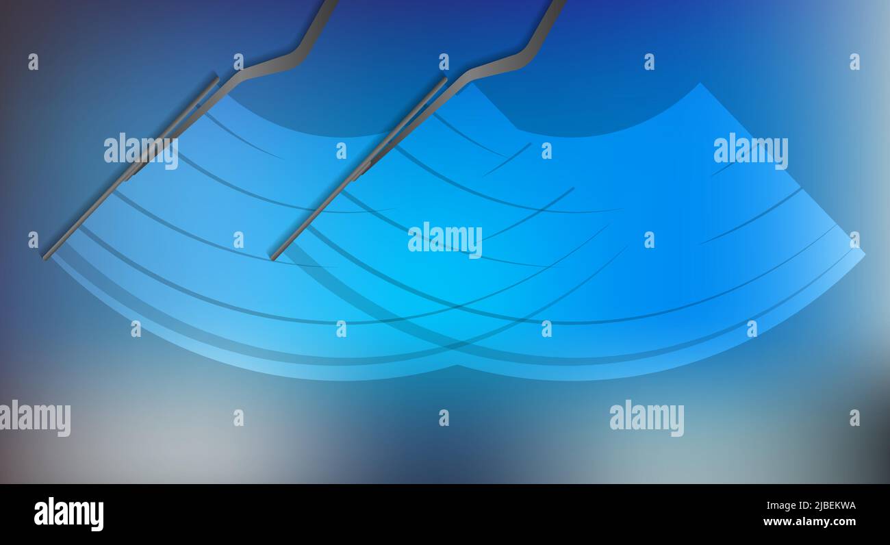 Car windscreen wipe glass, wiper cleans the windshield. Vector stock ...