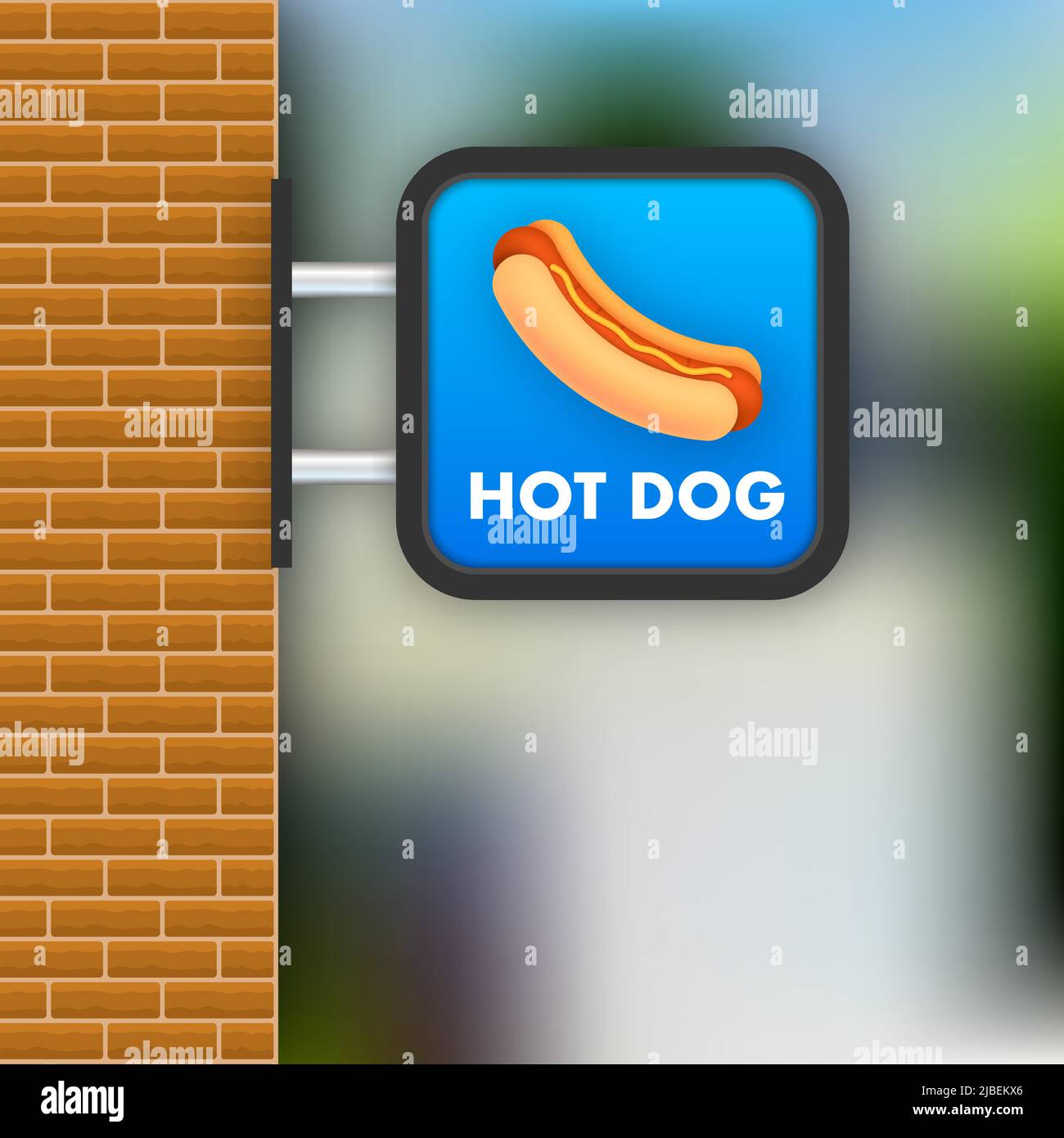 American banner. Vintage flat advertising with hot dog sign for banner ...