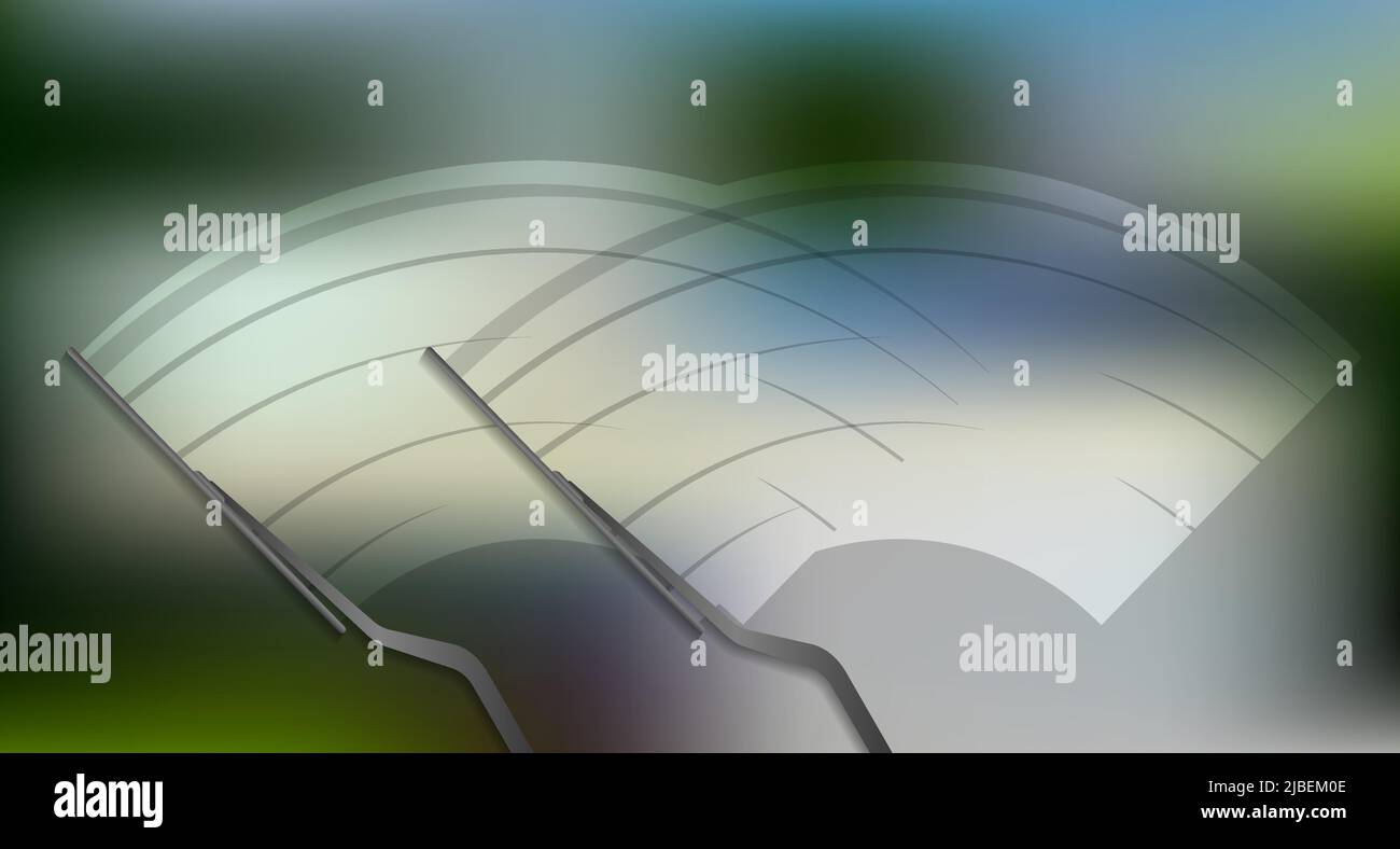 Car windscreen wipe glass, wiper cleans the windshield. Vector stock ...