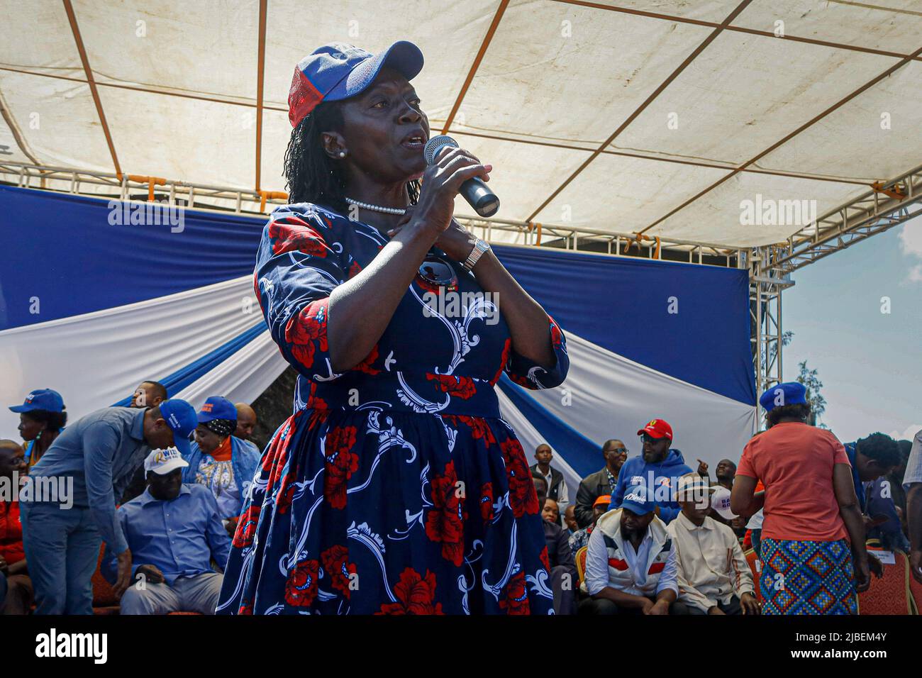 The Azimio la Umoja deputy presidential candidate Matha Karua gives a ...