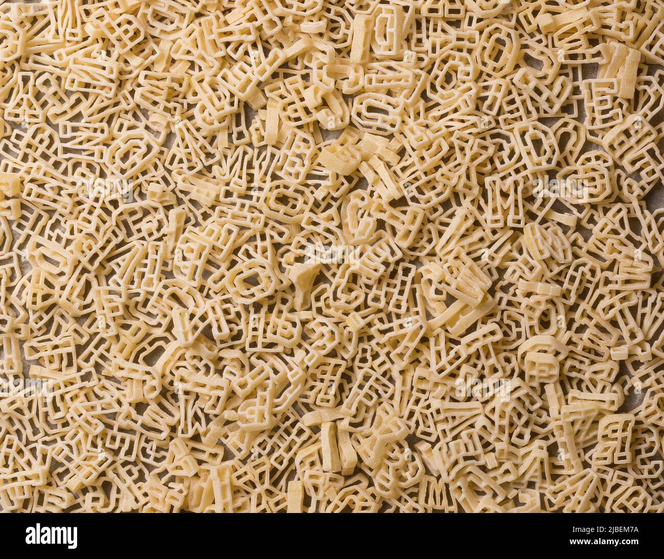 pasta letters or alphabet, full frame background, diet and food concept ...
