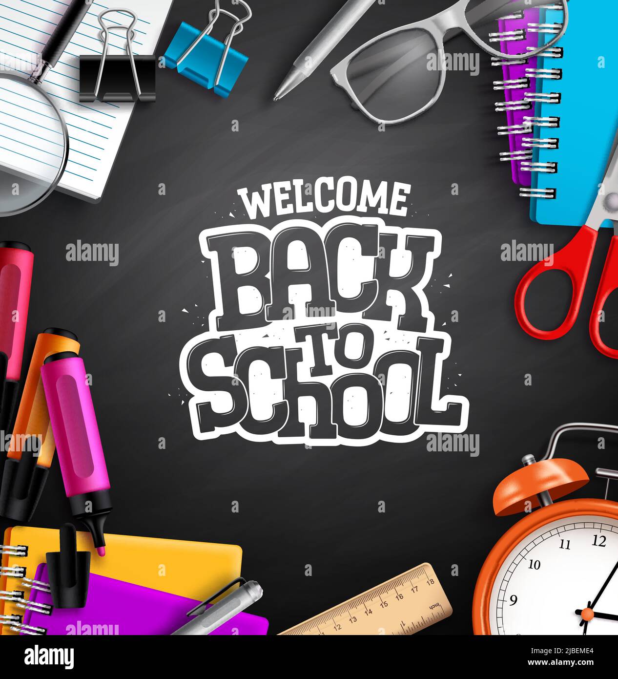 Back to school vector poster design. Welcome back to school greeting ...