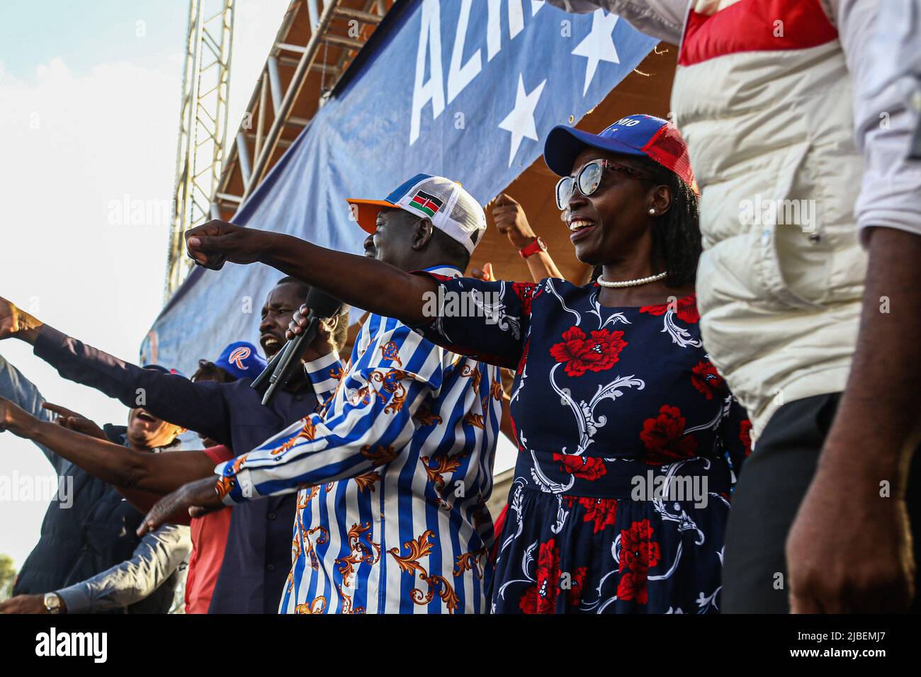 Azimio Coalition flag bearer Raila Odinga speaks to his supporters ...