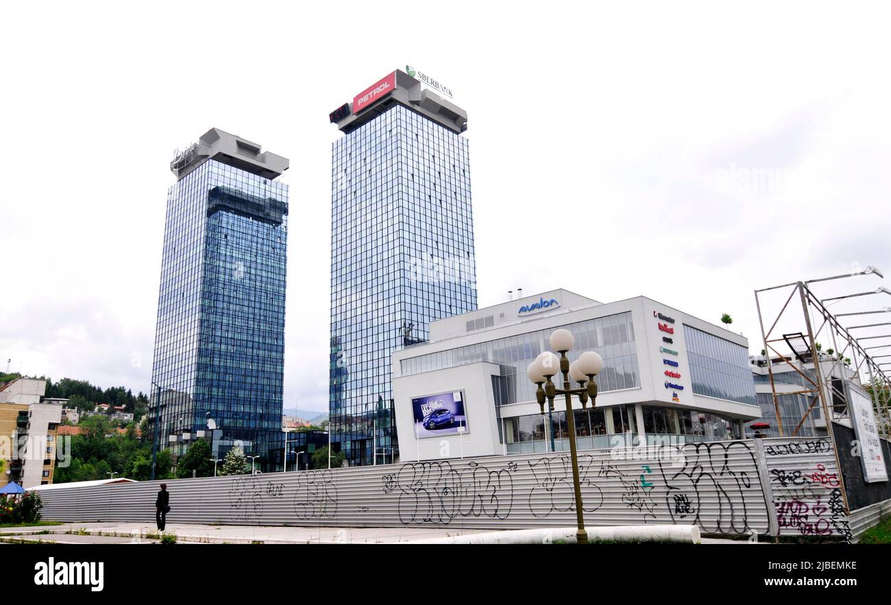 Raiffeisen BANK (iPoslovnica) in modern buildings in Sarajevo, Bosnia ...