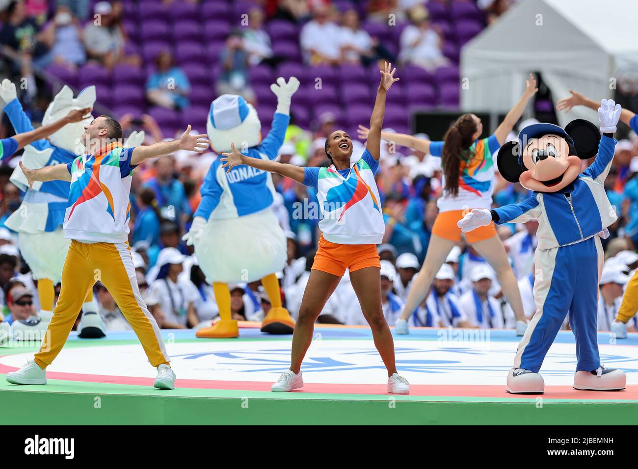 Orlando, Fl, US, June 5, 2022: Performers dance with MICKEY MOUSE ...