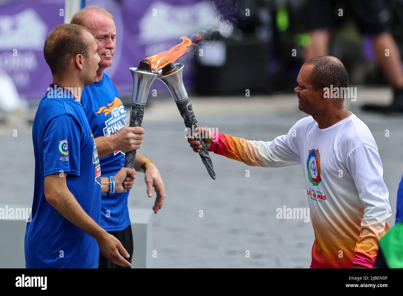 Orlando, Fl, US, June 5, 2022: Athlete AARON DRESCHER receives the ...