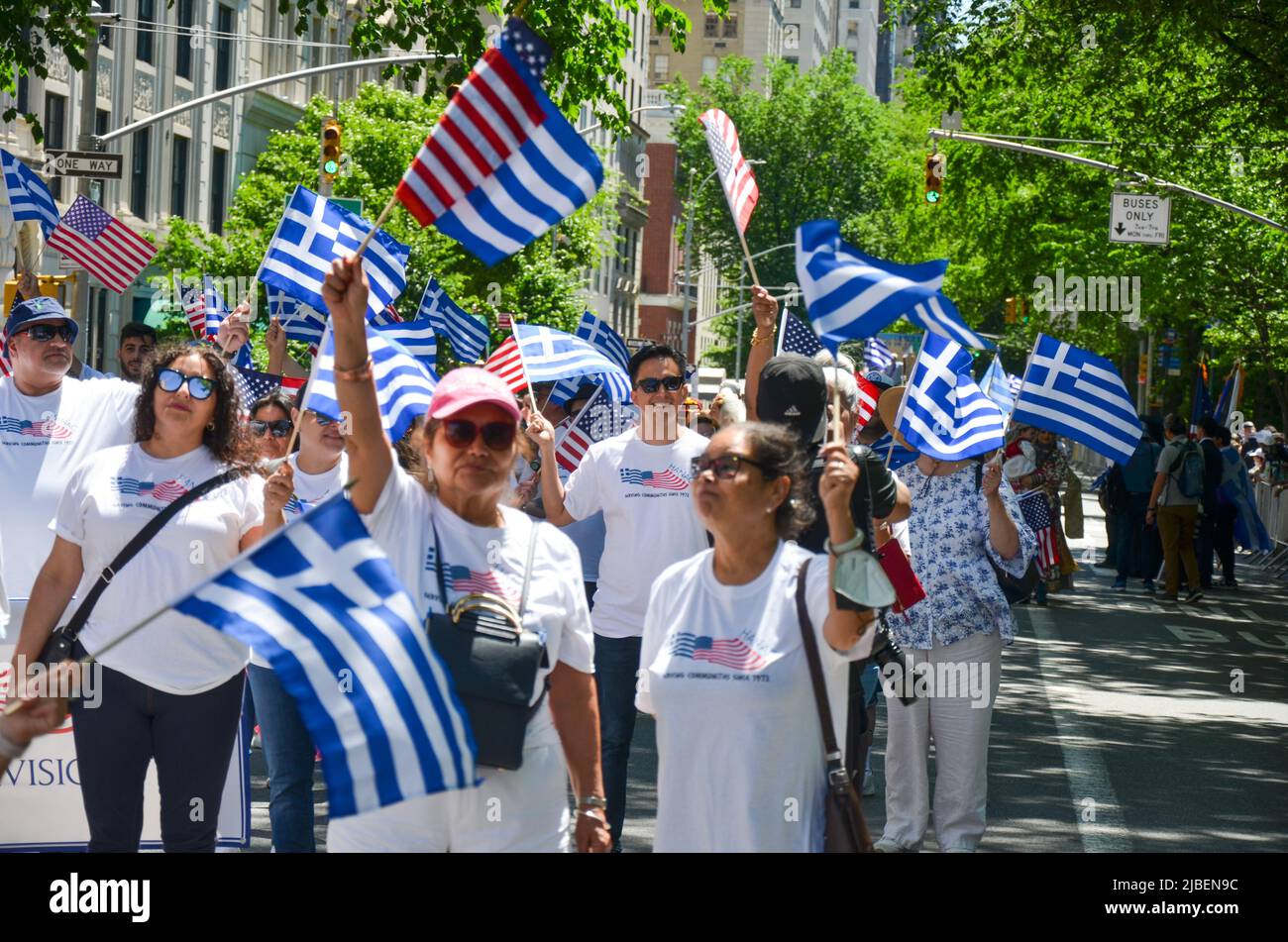 New York, US, 05/06/2022, Hanac mebers are seen marching through Fifth ...