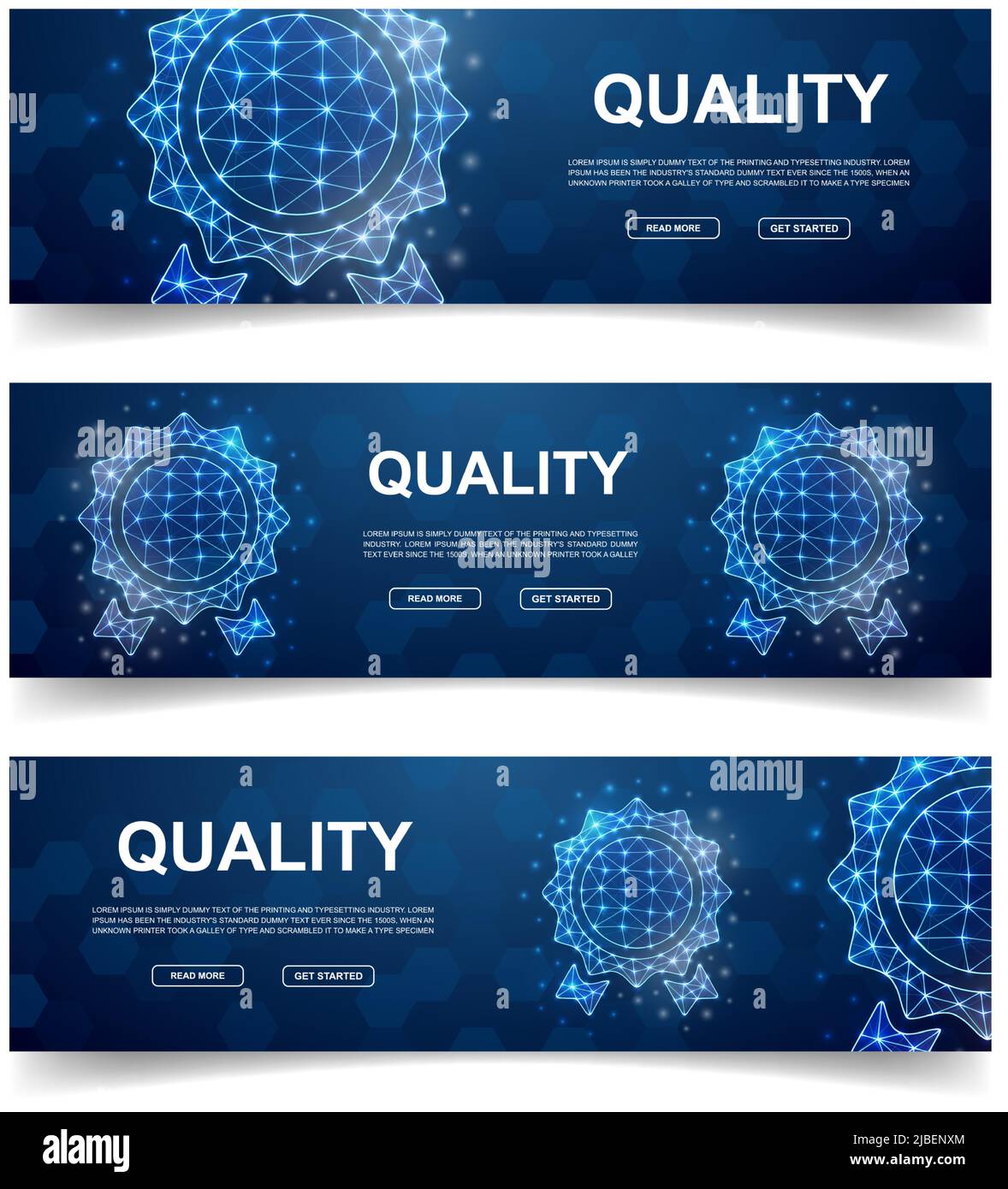 Set of three Award medal horizontal banners. Horizontal illustration ...