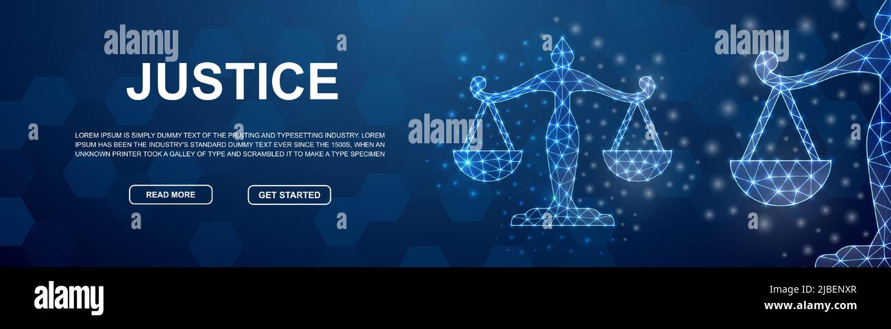 Scales polygonal horizontal banner. Justice low poly symbol for head ...