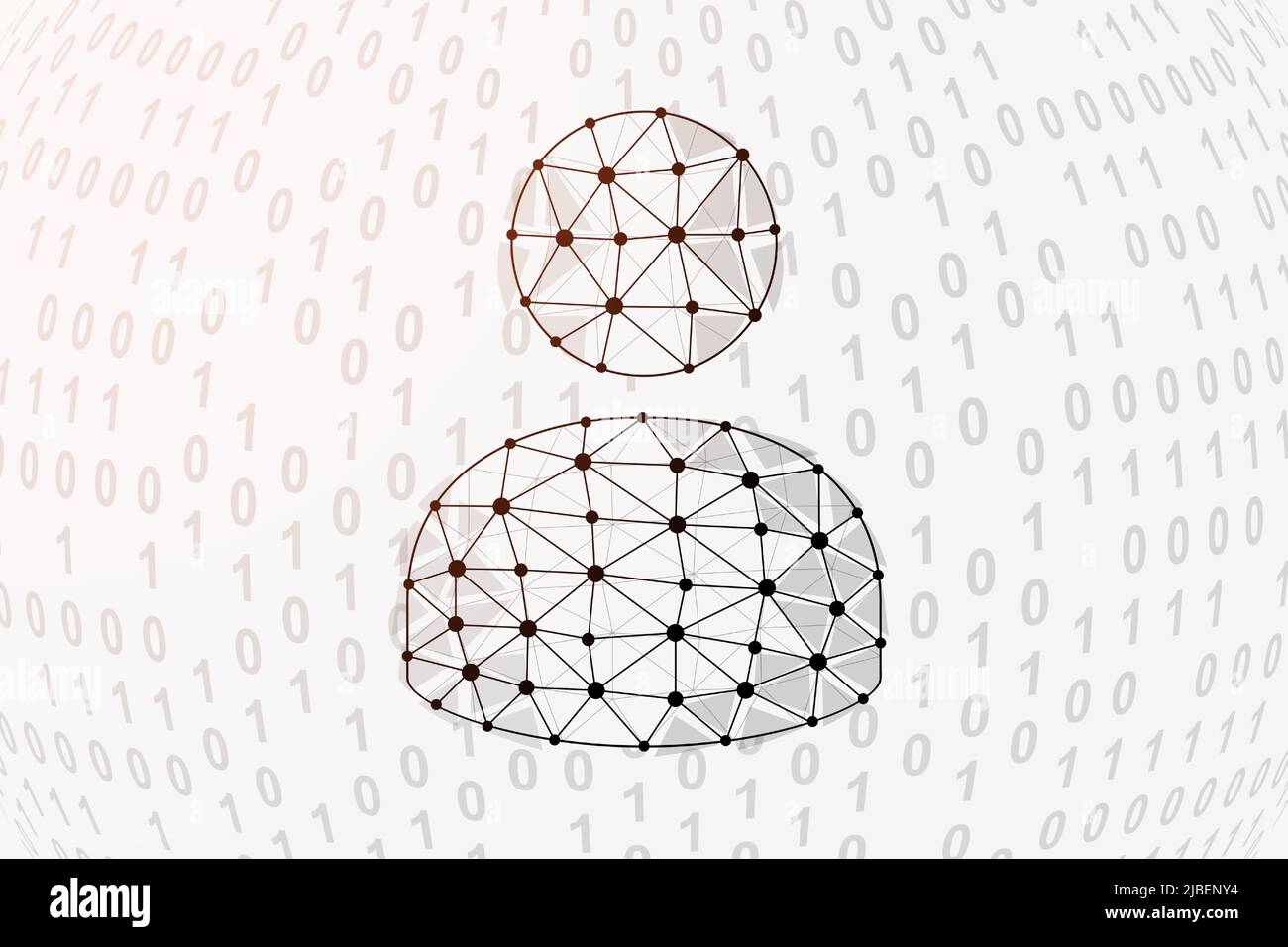 User avatar 3d low poly symbol with binary code background. Teamwork design vector illustration ...