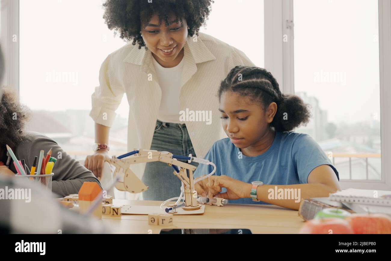 Classroom with diverse learners of happily African American students ...