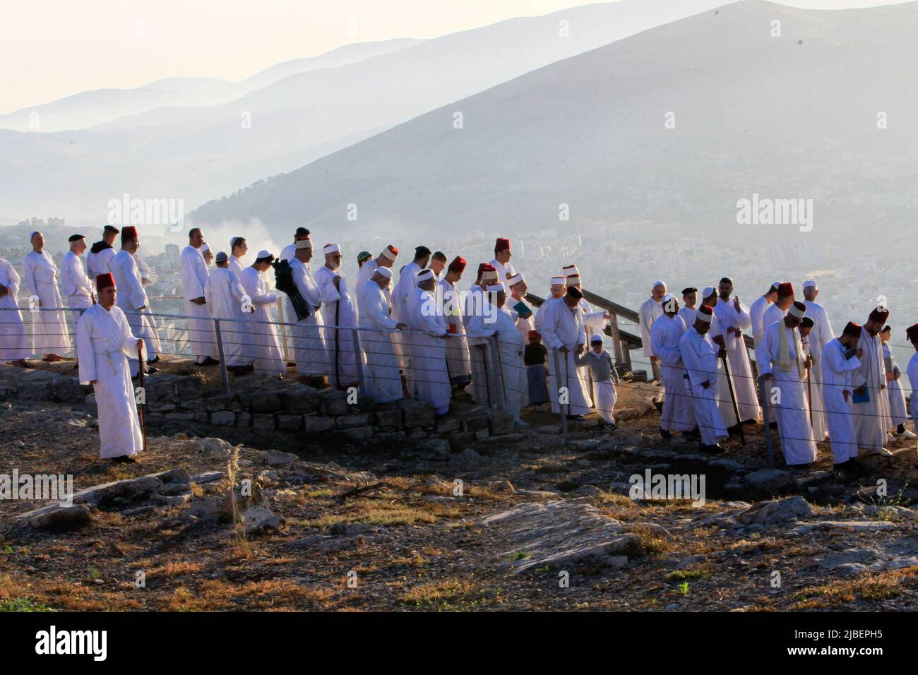 Members of the ancient Samaritan community parade during the Shavuot ...