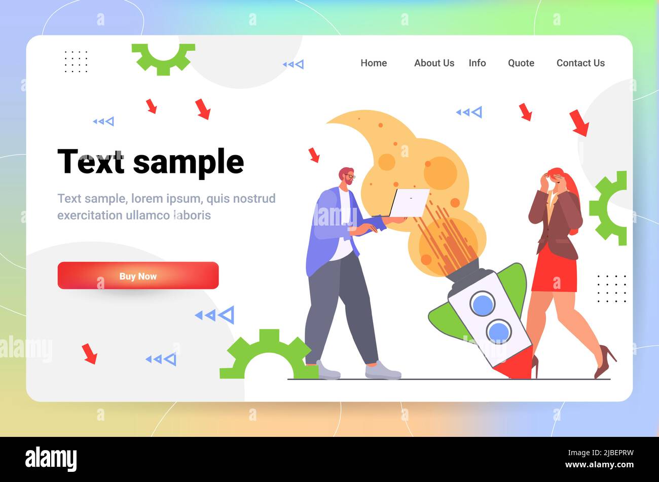 shocked businesspeople near falling down rocket company startup failure ...