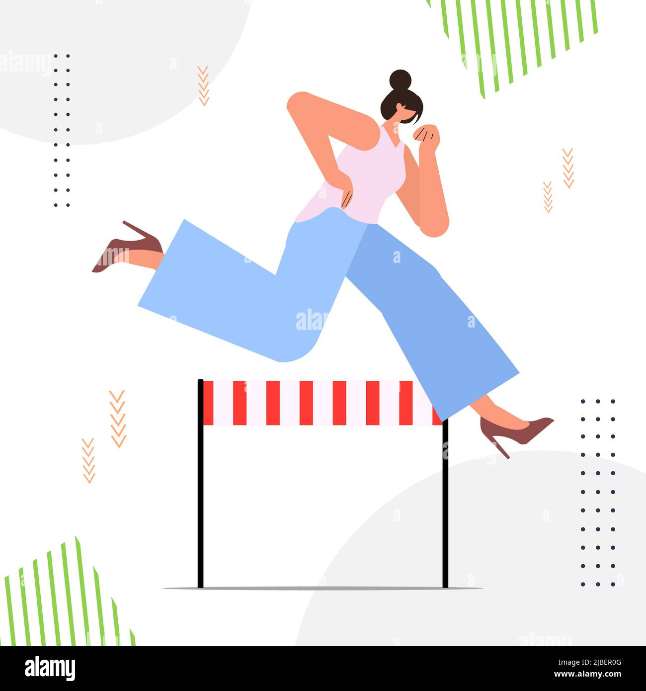 businesswoman jumping over barrier business woman running to finish ...