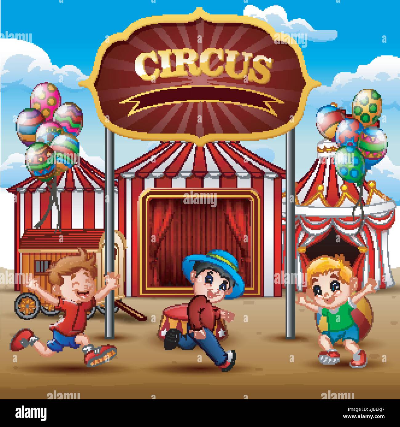 Happy children playing on the circus arena Stock Vector Image & Art - Alamy