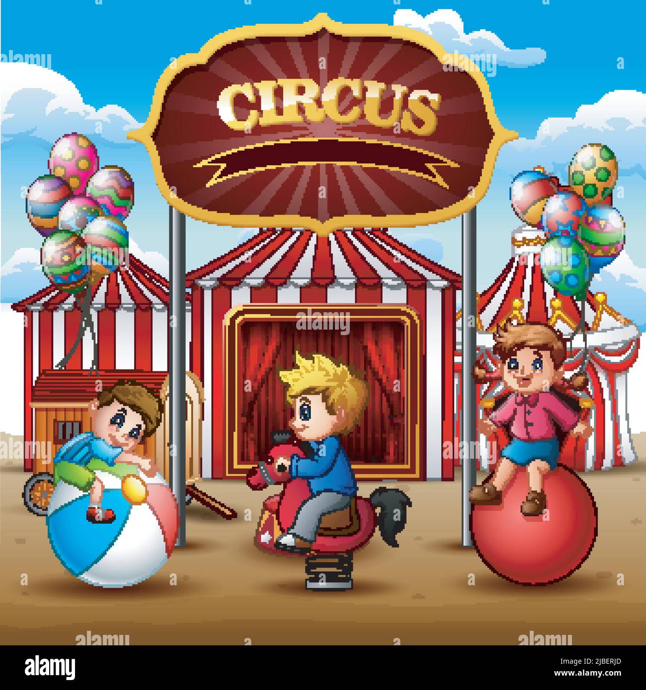 Happy children playing on the circus arena Stock Vector Image & Art - Alamy