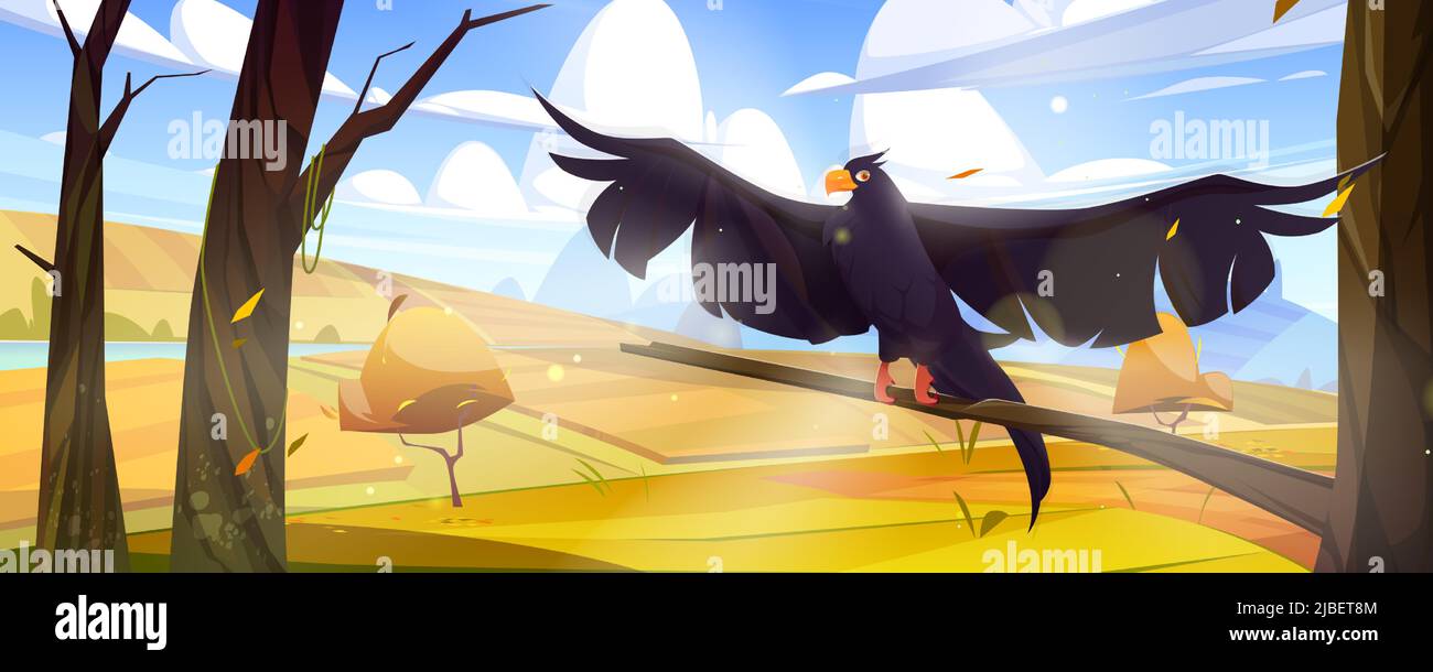 Cartoon Crow In Tree