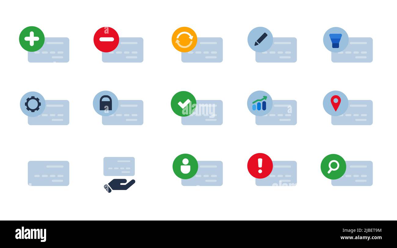 Credit card debit payment buy pay purchase icon set collection blue ...