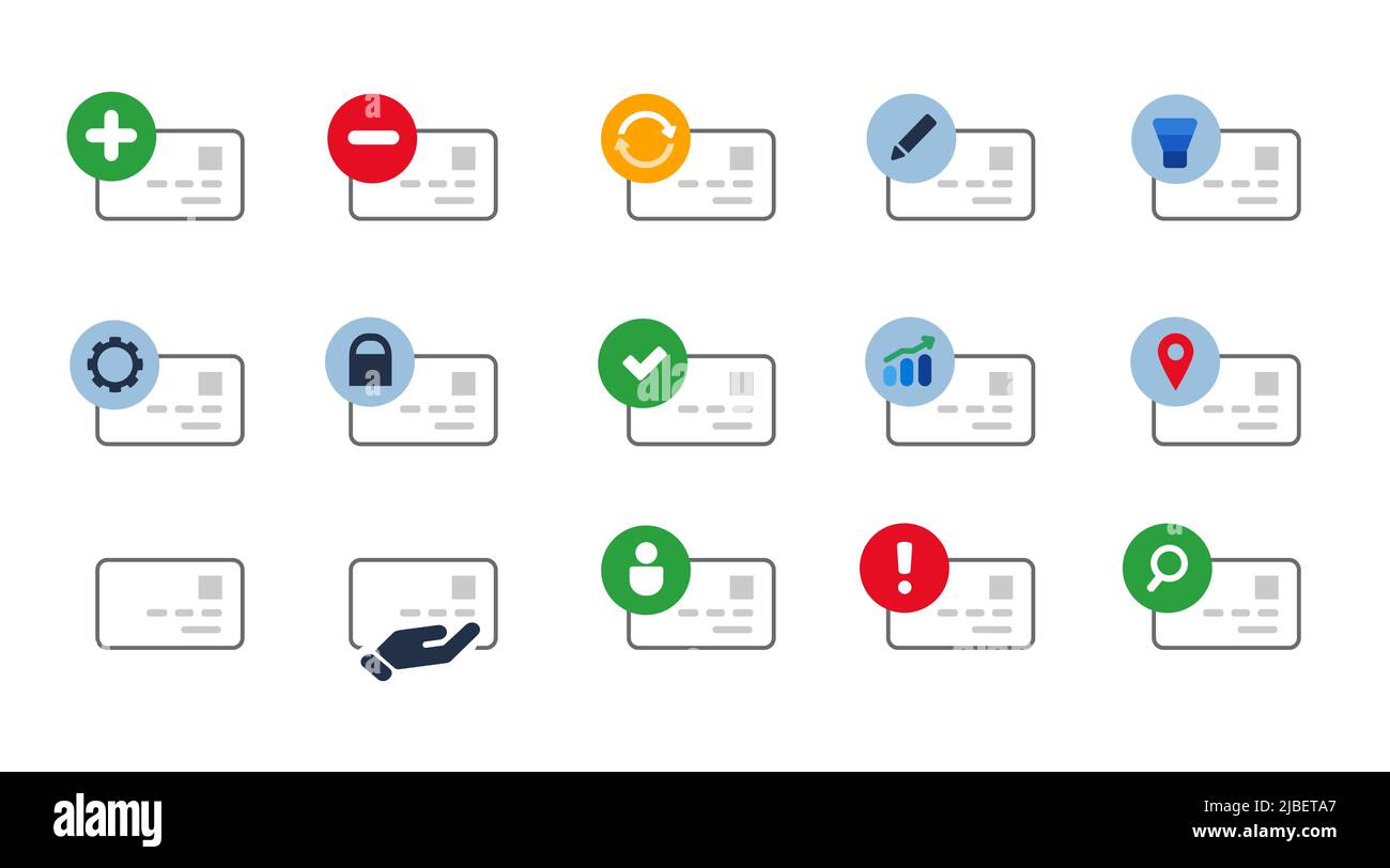 Credit card debit payment buy pay purchase icon set collection blue ...