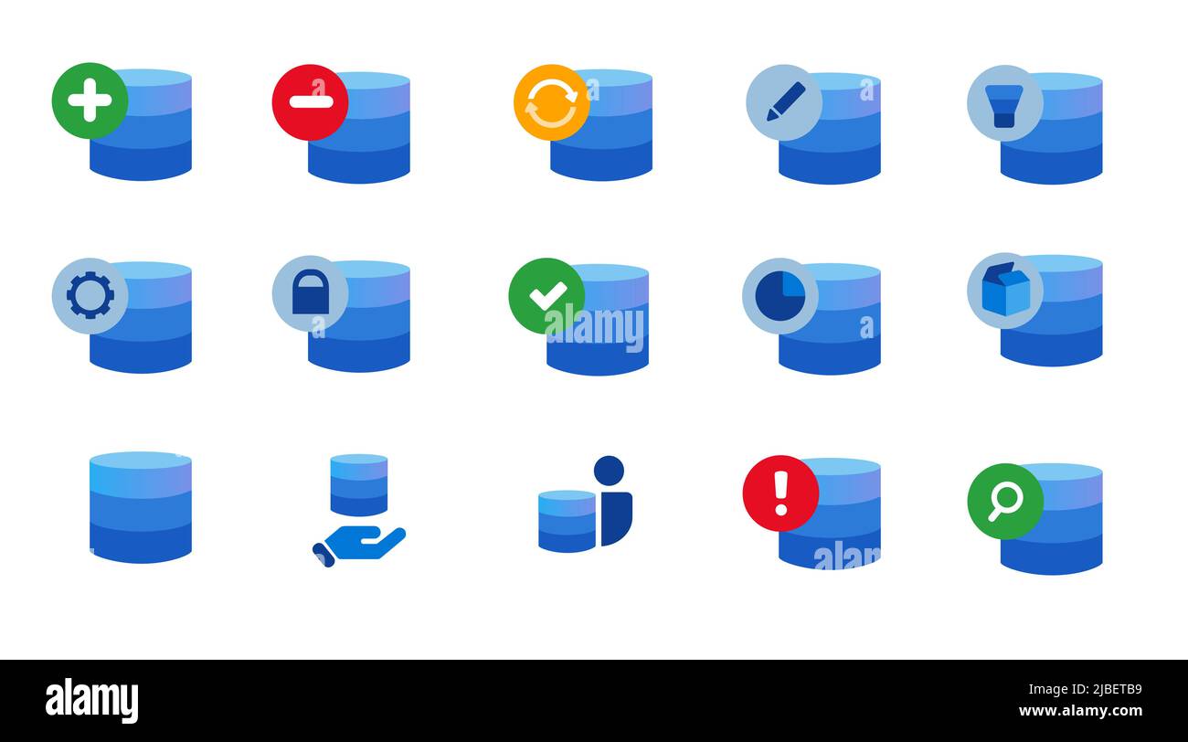 Database data center technology icon set collection blue isolated Stock Vector Image & Art - Alamy