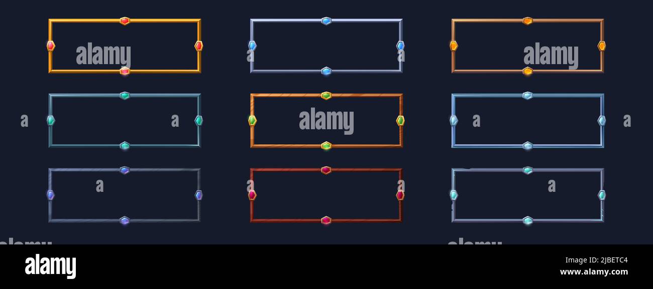 Rectangle frames for game user avatar. Vector cartoon set of empty ...