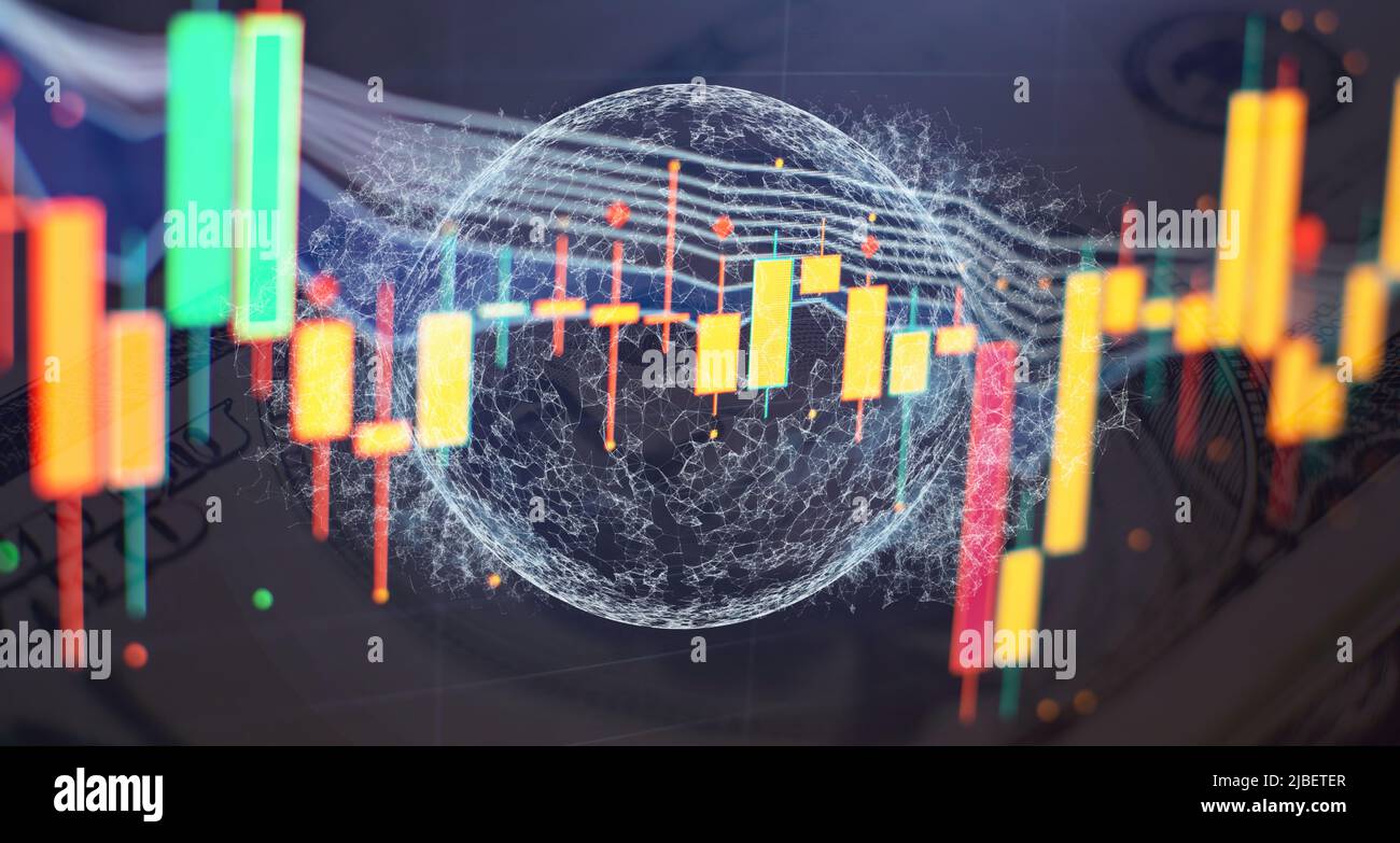 Trading graph in graphic concept with copyspace suitable for financial ...