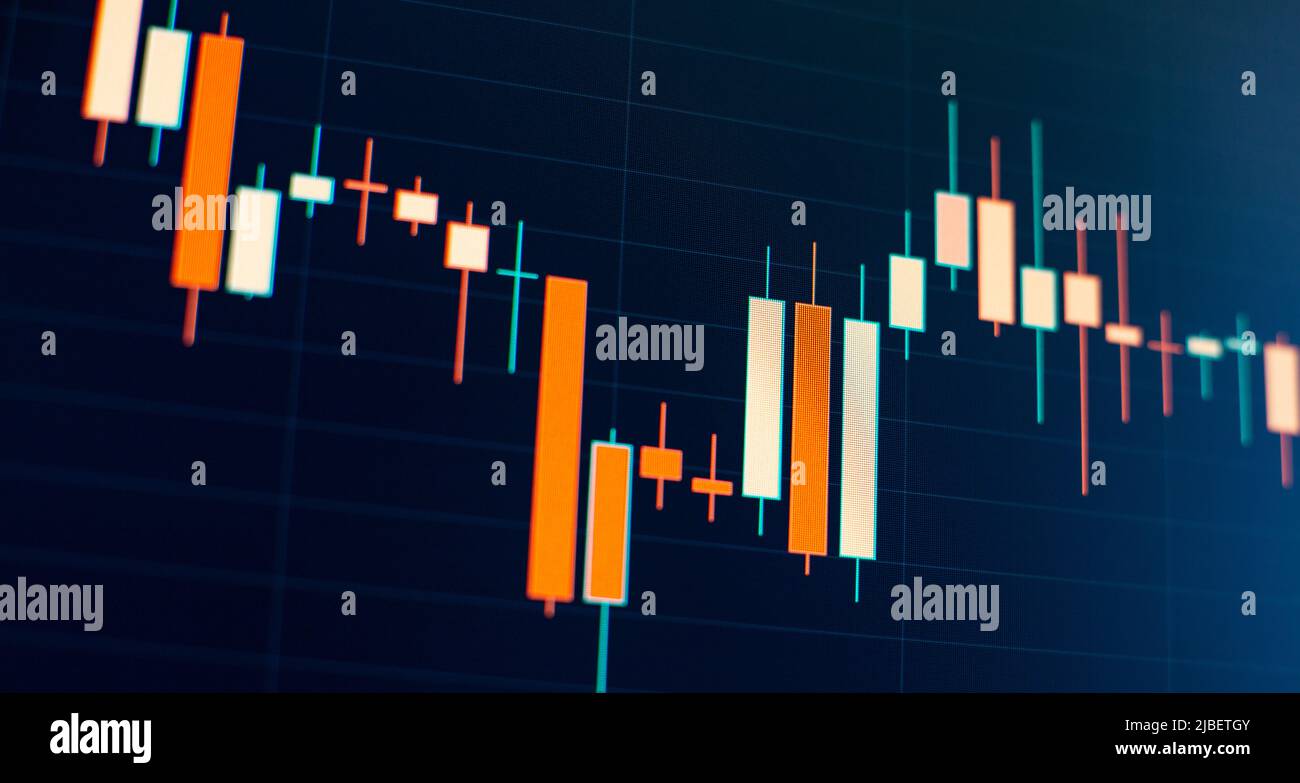 Financial statistic analysis on dark background with growing financial ...