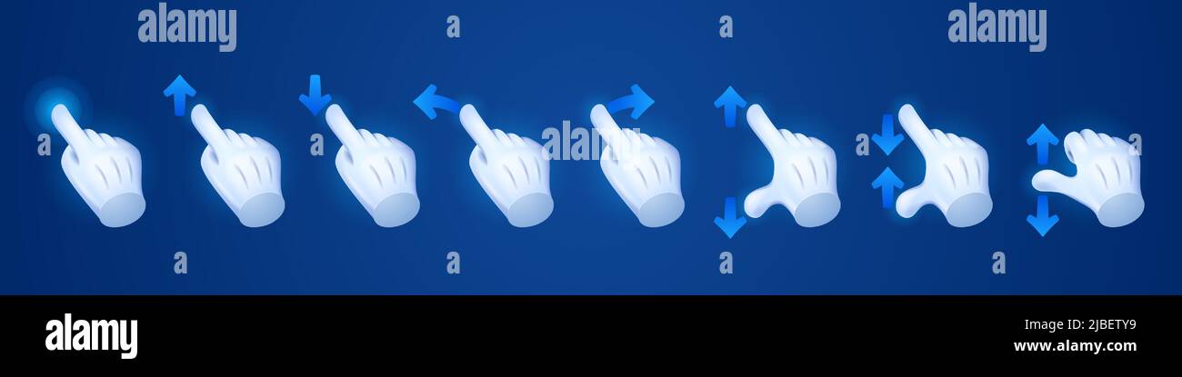 Hand gesture for mobile phone or tablet touch screens. Vector cartoon ...