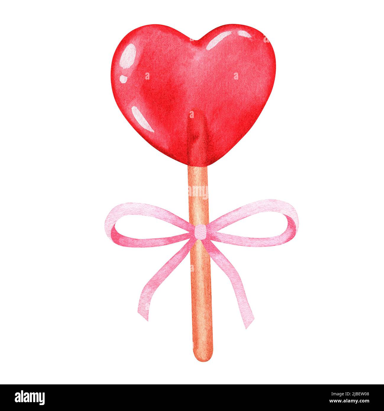 Heart-shaped lollipop. Watercolor illustration. Isolated on a white ...