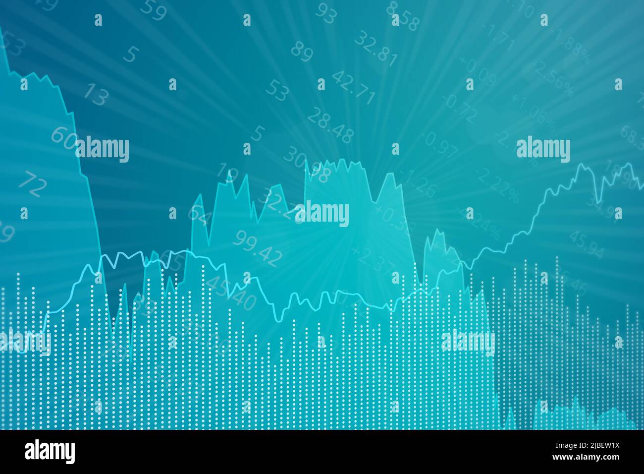 Blue finance background with numbers, columns, line. Financial market ...
