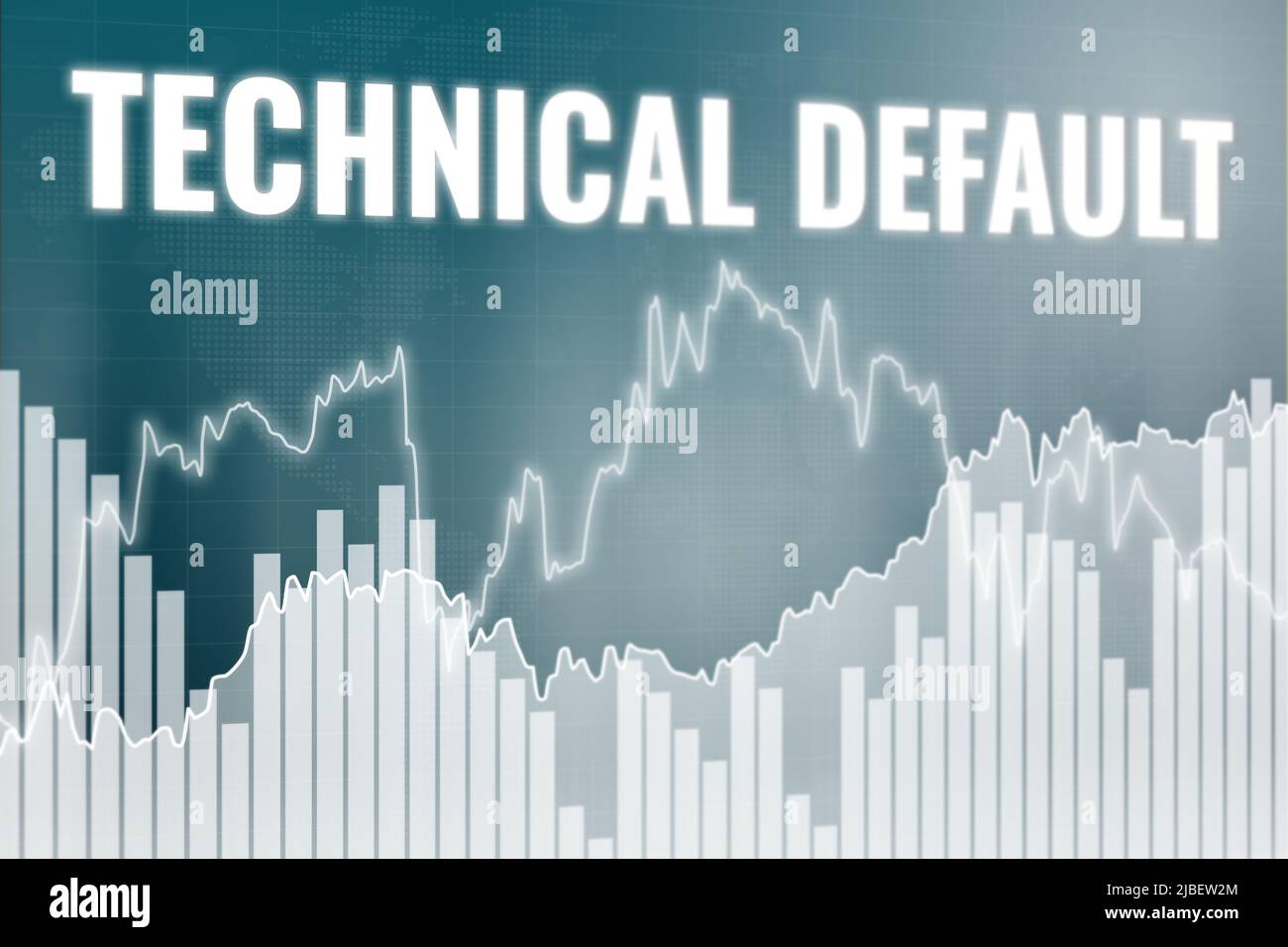 Financial term Technical default on blue background. Uptrend and ...