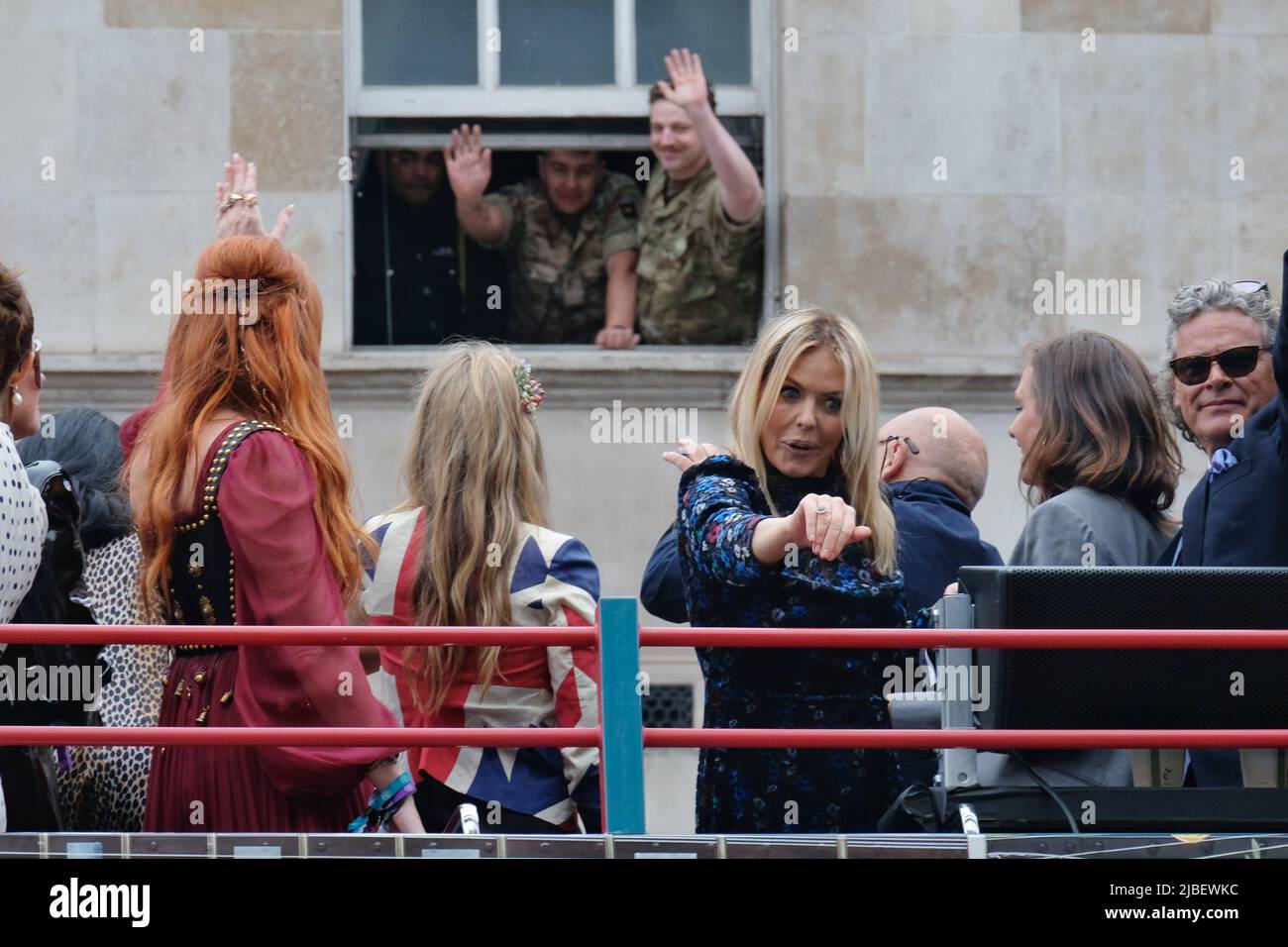 London, UK, 5th June, 2022. Actress Patsy Kensit looks out from an open ...