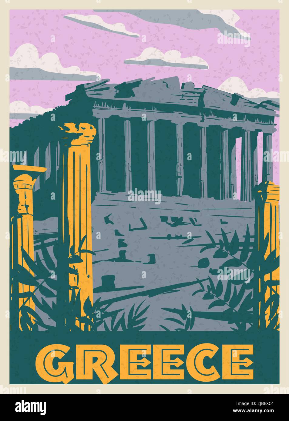 Greece Athens Poster Travel, columns ruins temple antique, old ...