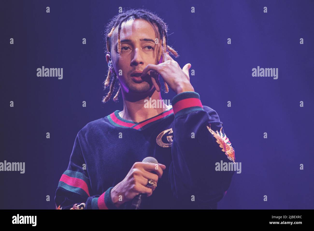 Rome, Italy. 13th Nov, 2018. Rapper Ghali Amdouni performs on stage at ...