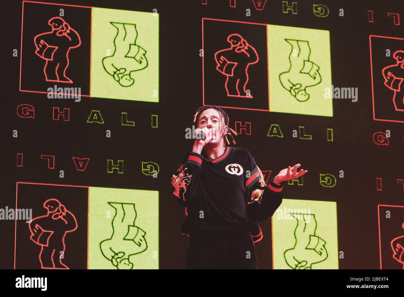 Rome, Italy. 13th Nov, 2018. Rapper Ghali Amdouni performs on stage at ...