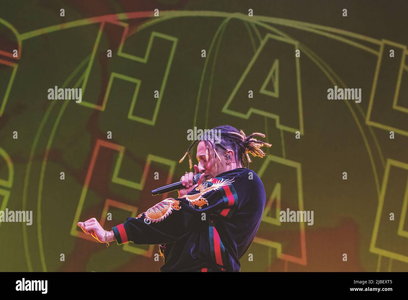 Rome, Italy. 13th Nov, 2018. Rapper Ghali Amdouni performs on stage at ...