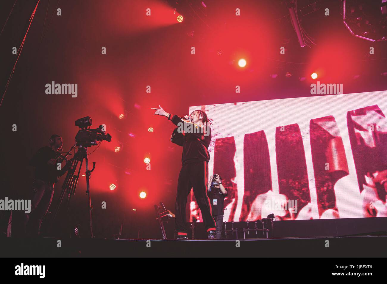 Rome, Italy. 13th Nov, 2018. Rapper Ghali Amdouni performs on stage at ...