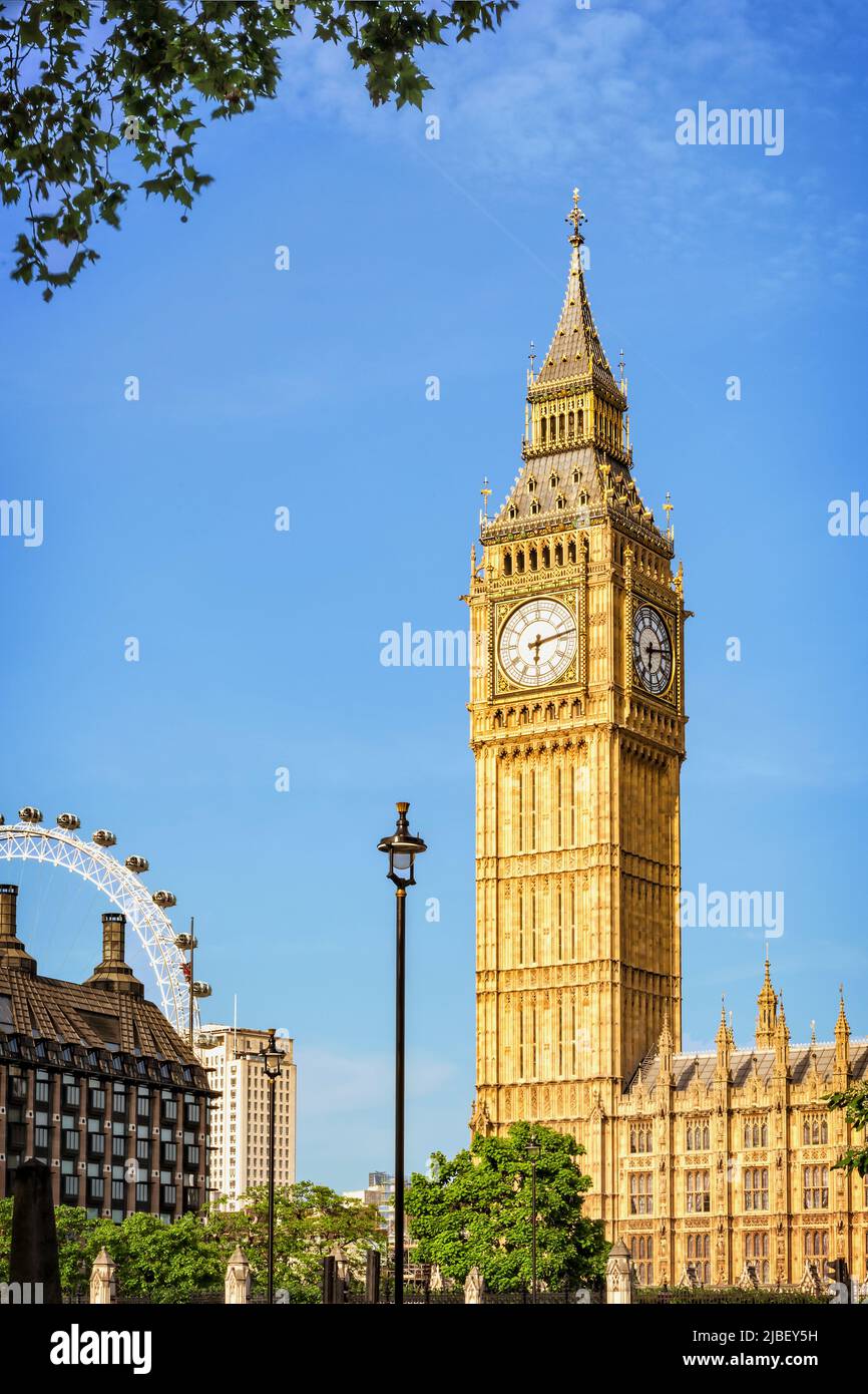 Big Ben - Elizabeth Tower in London. 90-meters high clock tower is ...