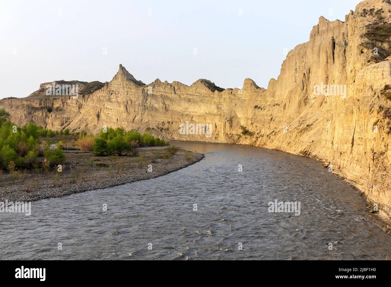 Beautiful semidesert landscape around alazani river in Mijniskure ...