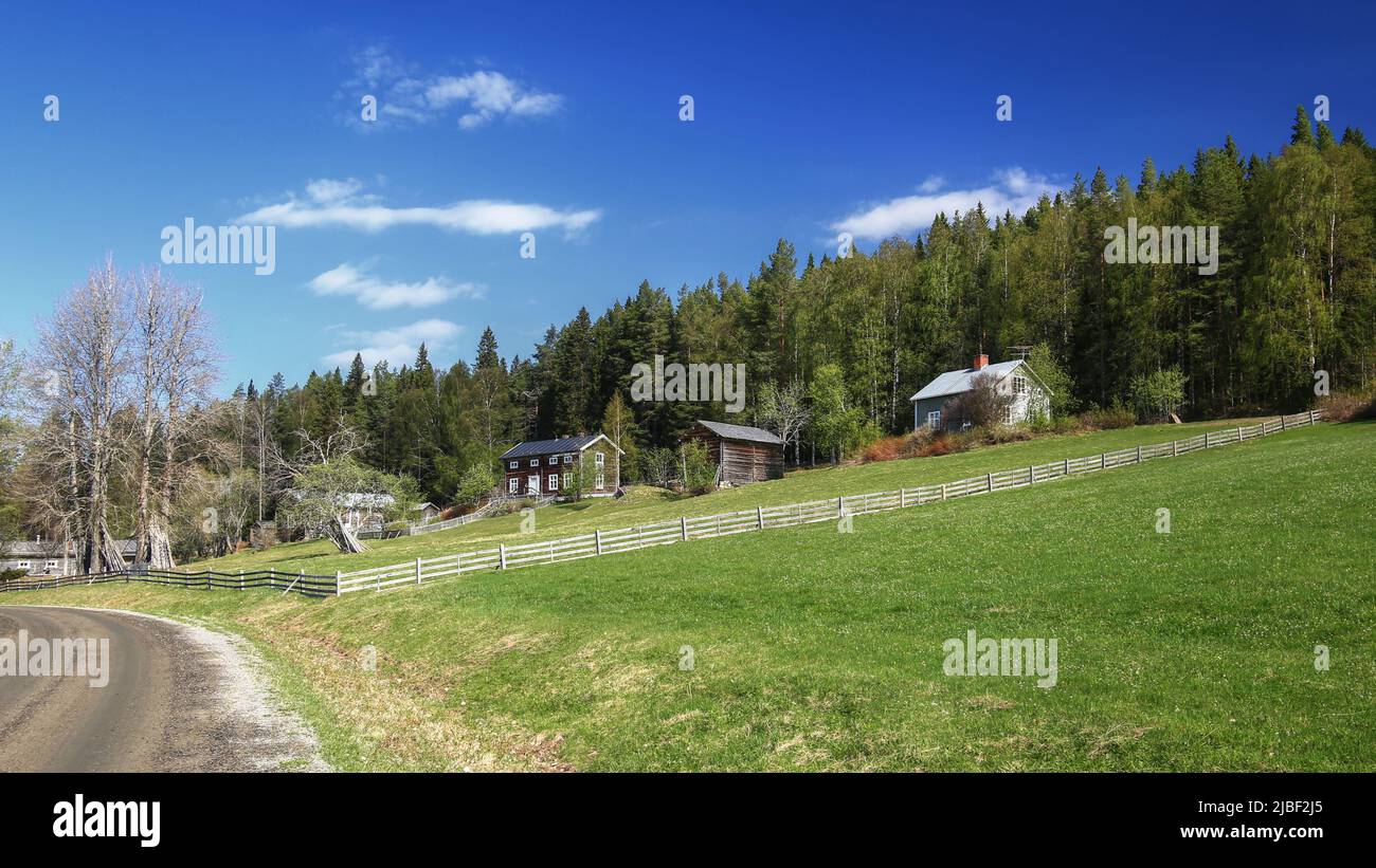 The traditional farm village Gallejaur in northern Sweden Stock Photo ...