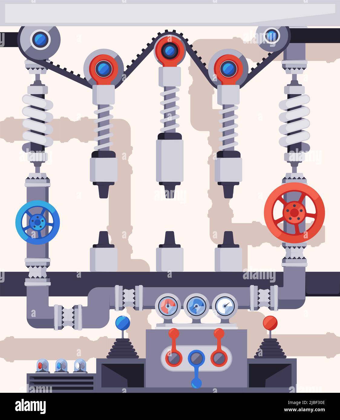 Conveyor. Industrial robotic technology abstract machines garish vector ...