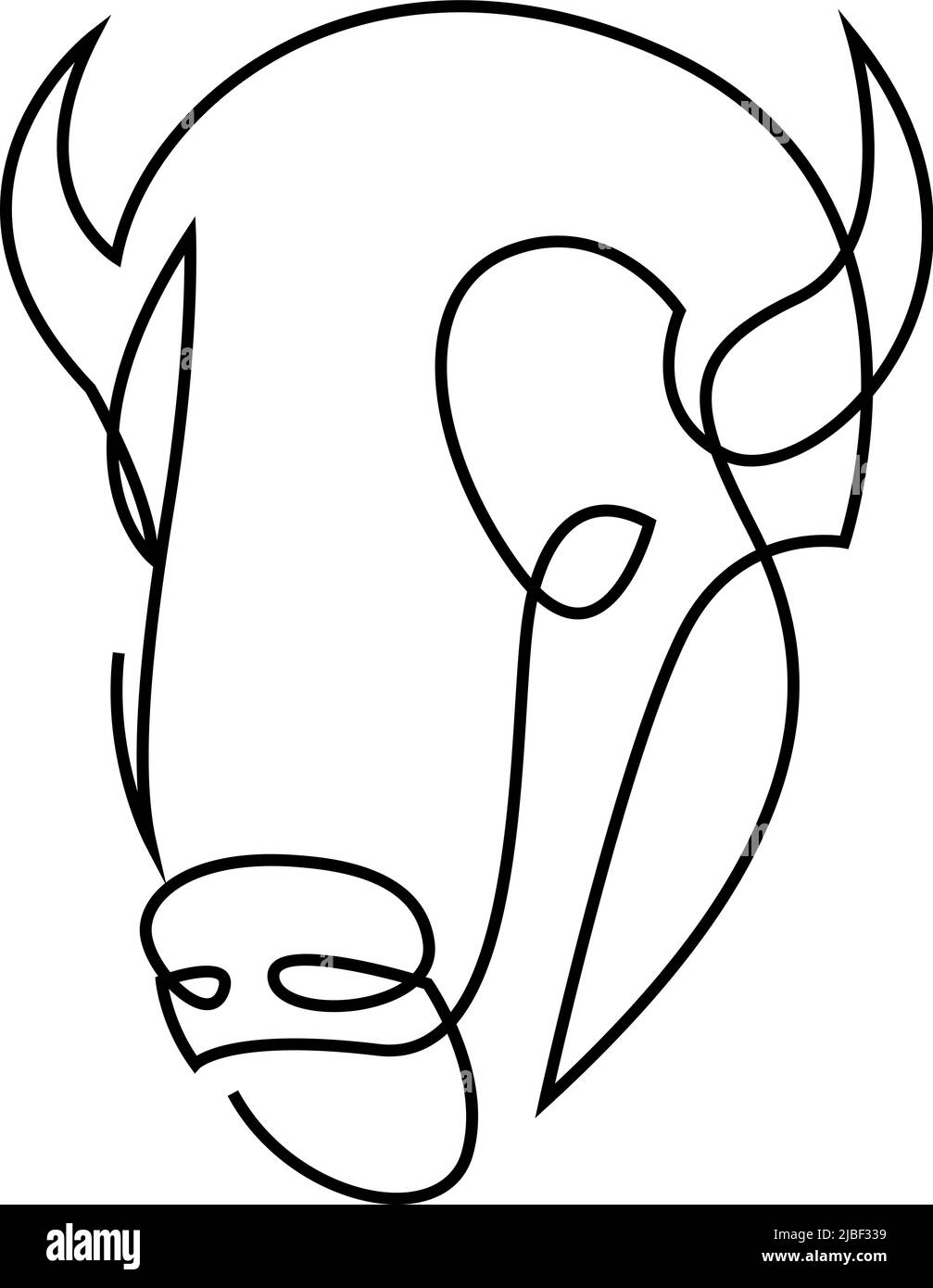Continuous line buffalo or bull head. Single line vector illustration ...